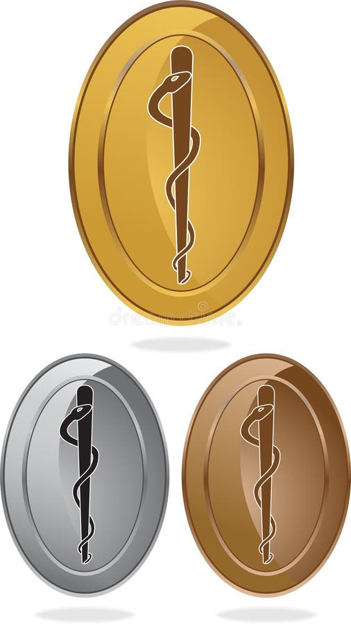 Symbole Médical De Caducée - Ovale Avec Un Seul Serpent Illustration de Vecteur - Illustration ...