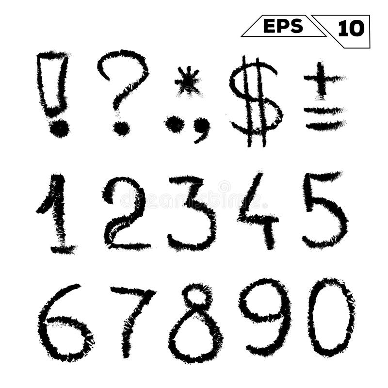 Symbole Und Zahlhand Gezeichnet Vektor Abbildung - Illustration von ...