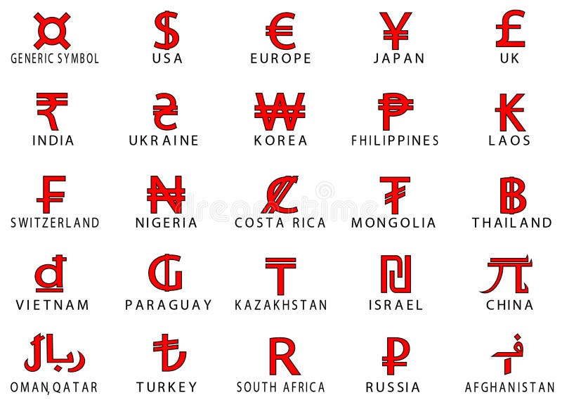 Symbolen van munten vector illustratie. Illustration of land - 48954988