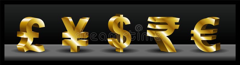 Uppsättning För Symboler För Valutasymboler Enkel Svartvit Kulör En ...