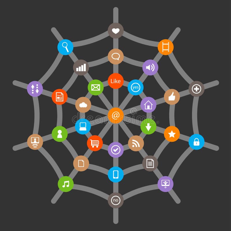 Symboles D'Internet Dans Le Web Illustration de Vecteur - Illustration ...