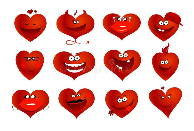 Expressions Du Visage De Coeur Illustration de Vecteur - Illustration ...