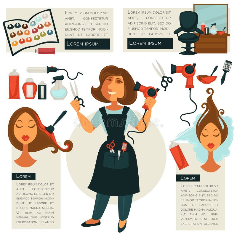 Symboles De Coiffeur Et Outils De Coiffeur Illustration de Vecteur ...