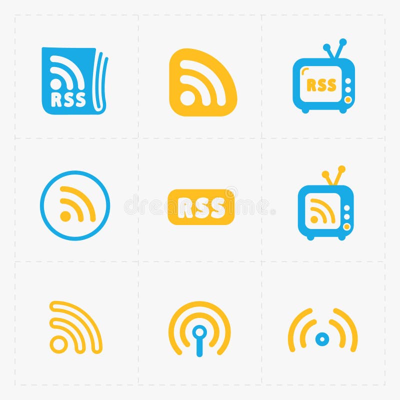 Symboles De Flux RSS Sur Le Fond Blanc Illustration de Vecteur ...