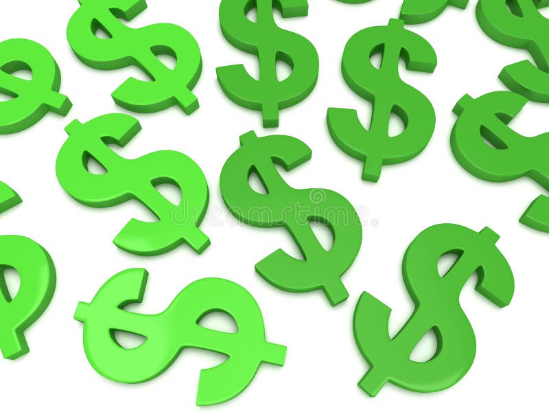 Symboles Dollar 3D Sur Le Blanc Illustration Stock - Illustration du ...