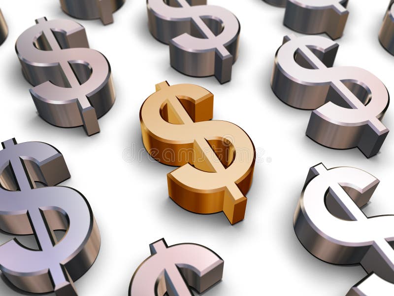 Symboles du dollar 3D illustration stock. Illustration du prix - 563297