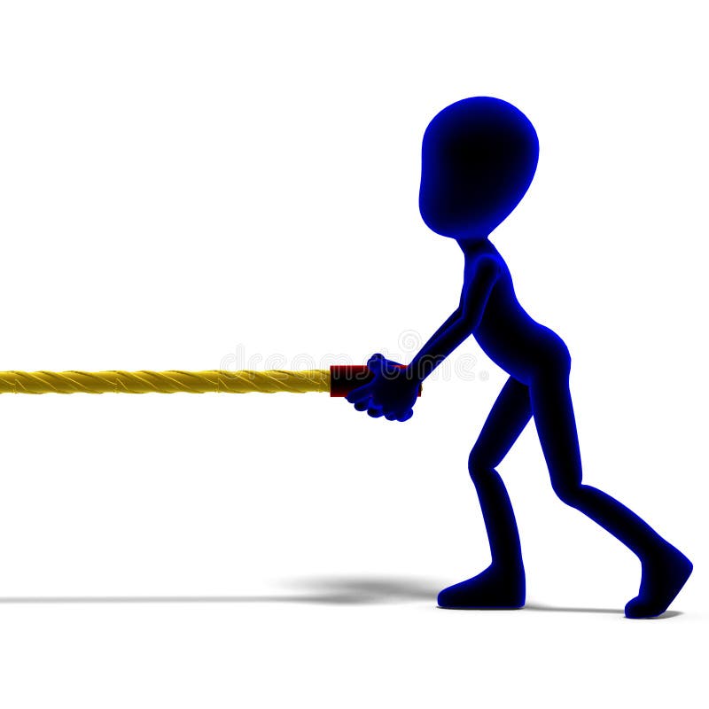 Symbolic 3d Male Toon Character Pull a Long Rope Stock Illustration ...