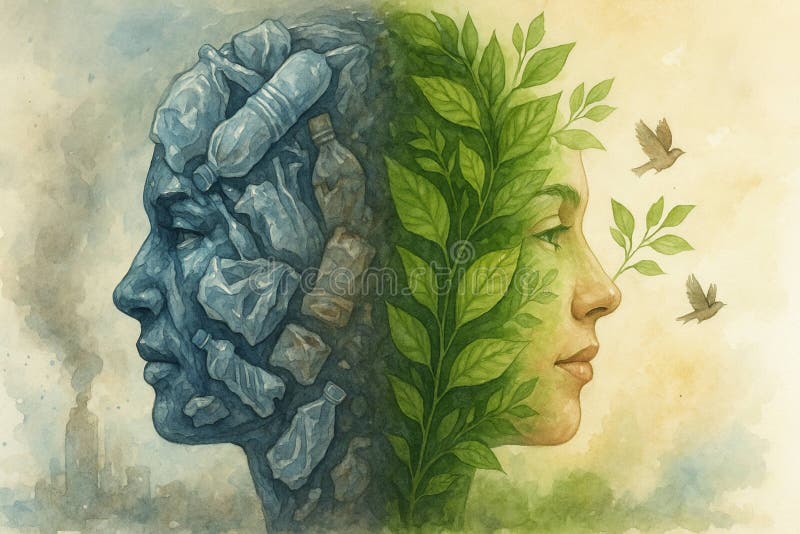 Plastic To Nature – AI Symbolic Banner for Environment Day Stock ...