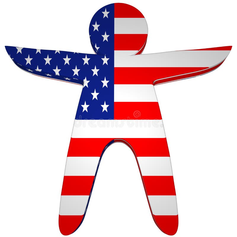 Symbolic Character with USA Flag Stock Illustration - Illustration of ...