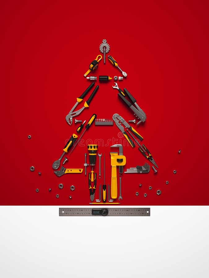 A Symbolic Christmas Tree Made of Construction Tools. Stock ...