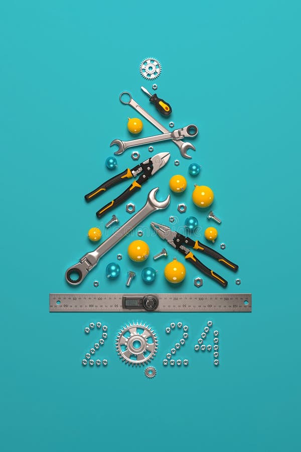 A Symbolic Christmas Tree Made of Construction Tools. Stock ...