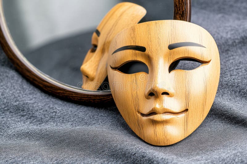 Symbolic Composition of a Wooden Mask on a Vanity Table with a ...