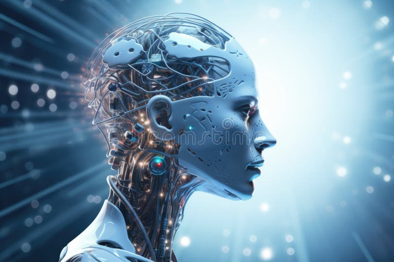 A Symbolic Concept Image of AI Technology Fused with a Human Robot ...