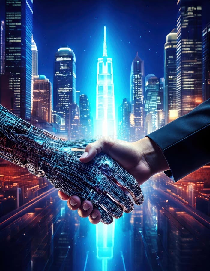 A Symbolic Handshake between a Human and a Robotic Hand, Representing ...
