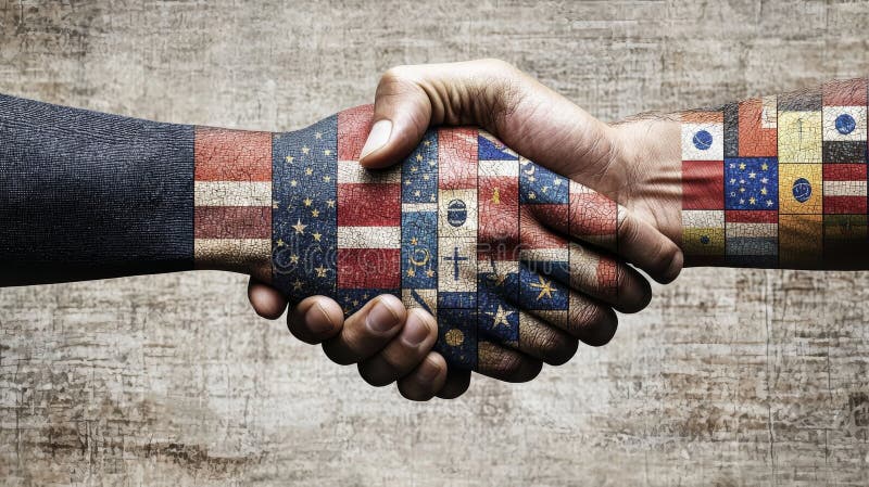 Symbolic Handshake between Two Diverse Individuals Showcasing Unity ...
