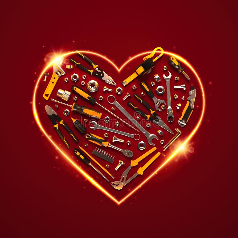 A Symbolic Heart Made of Construction Tools. Stock Illustration ...