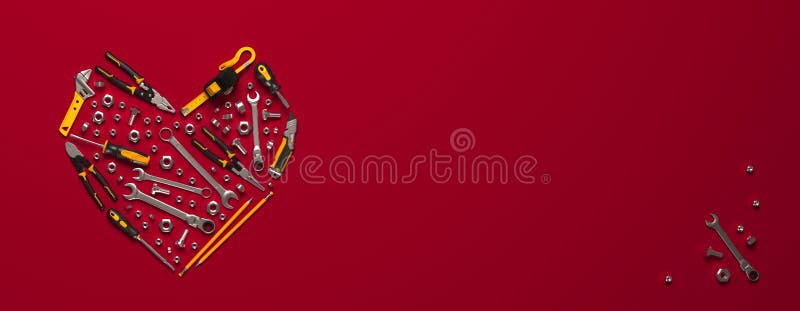 A Symbolic Heart Made of Construction Tools Set. Stock Image - Image of ...