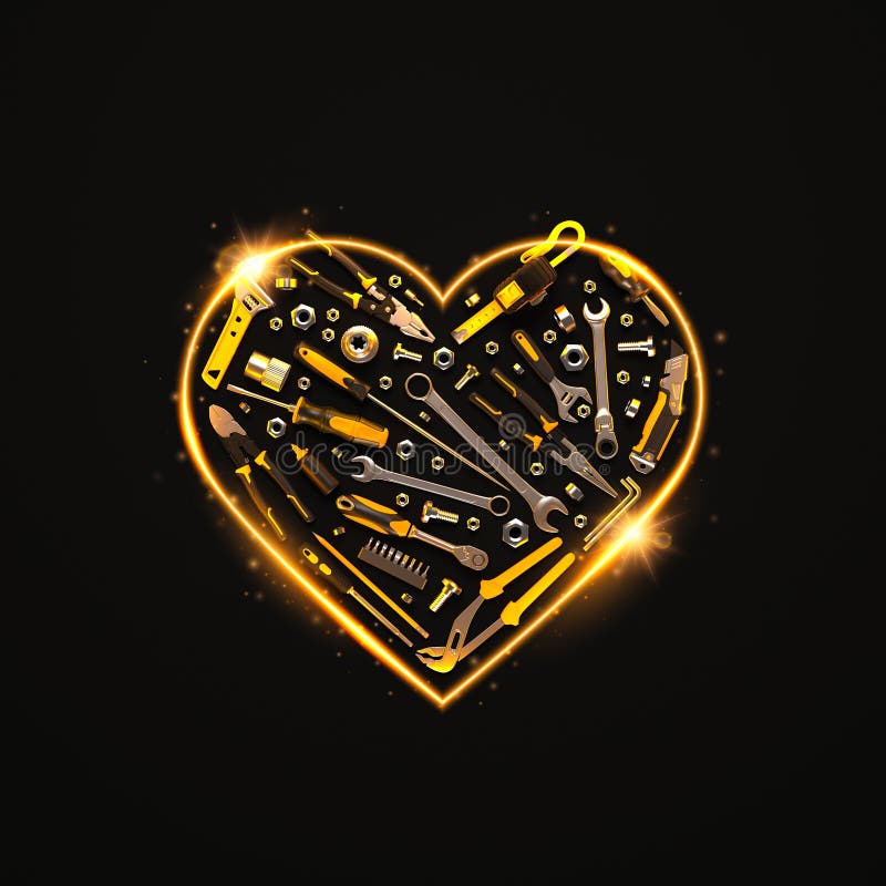 A Symbolic Heart Made of Construction Tools. Stock Illustration ...