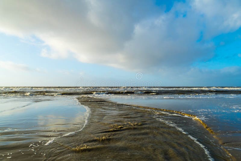 Tide Way flows in the Sea stock photo. Image of environment - 225171928