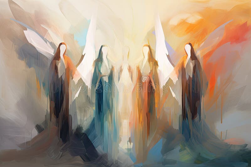 Symbolic Image of Angels in Abstract Style Stock Illustration ...