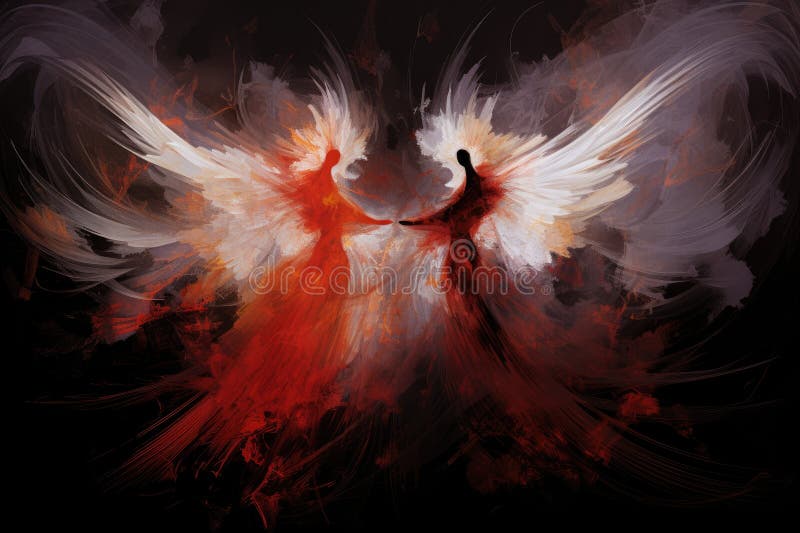 Symbolic Image of Angels in Abstract Style Stock Illustration ...