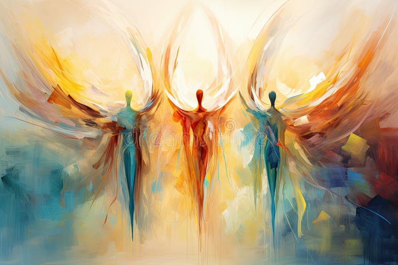 Symbolic Image of Angels in Abstract Style Stock Illustration ...