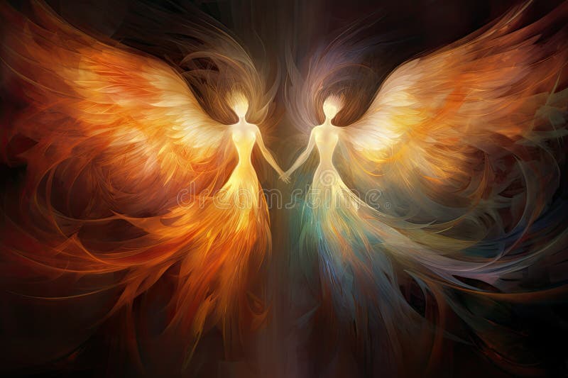 Symbolic Image of Angels in Abstract Style Stock Illustration ...