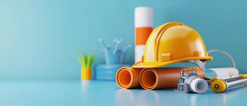 A Symbolic Image of a Graduate Cap, Construction Hat, and Diploma ...