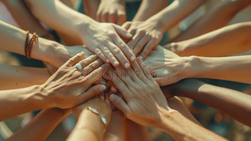 Symbolic Image of Hands Coming Together To Represent Teamwork and ...