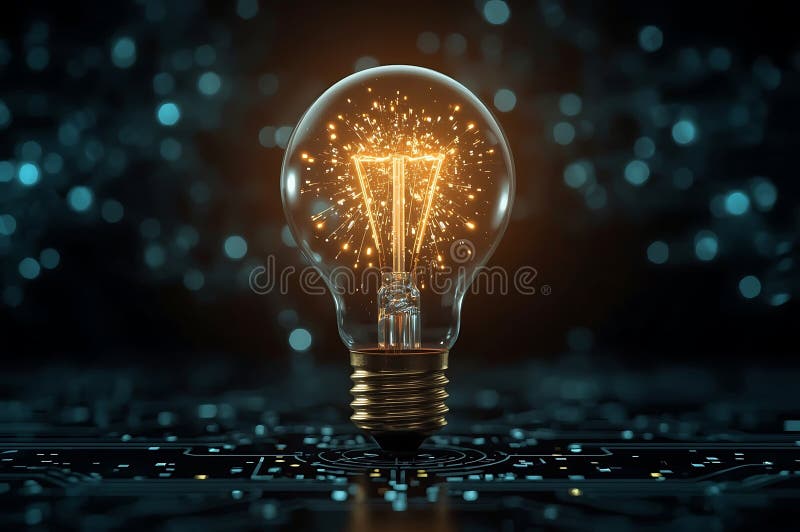 Glowing Filament an Idea Bursts To Life within the Classic Lightbulb ...