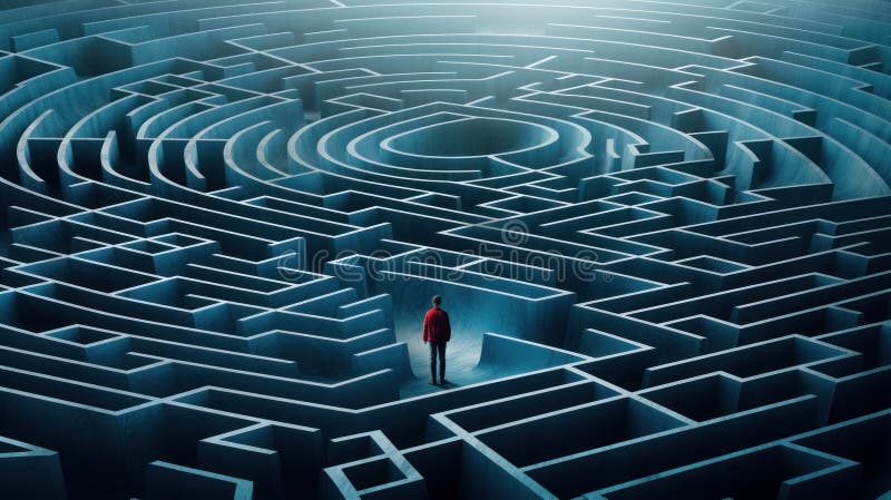 Symbolic Image of a Person Standing in Front of a Maze Stock ...