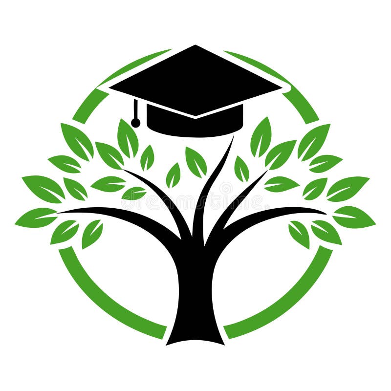 Academic Tree Logo with Graduation Cap, Symbolizing Growth and ...