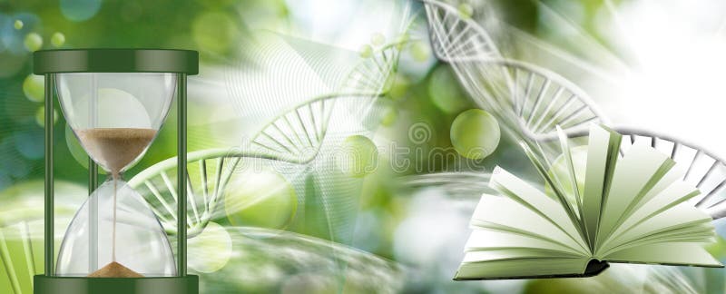 The Passage of Time: an Hourglass and Laboratory Flasks Amidst a DNA ...