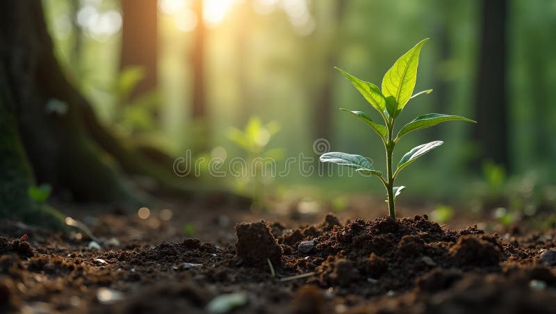 Symbolic Image of Sapling by Fallen Tree Signifying Growth after Loss ...