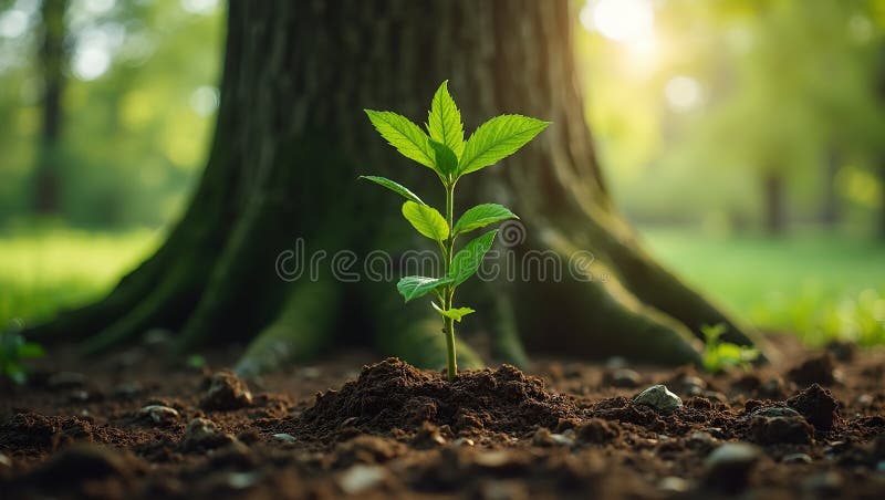 Symbolic Image of Sapling by Fallen Tree Signifying Growth after Loss ...