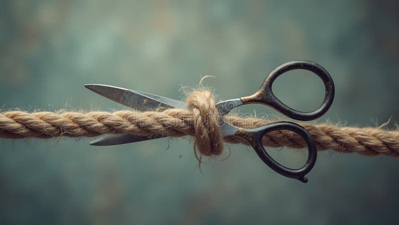 Symbolic Image of Scissors Cutting Thick Rope Representing Liberation ...