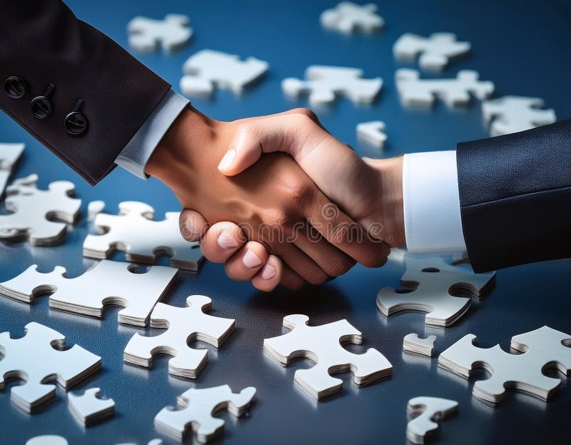A Symbolic Image Showing a Broken Handshake Model and Scattered Puzzle ...
