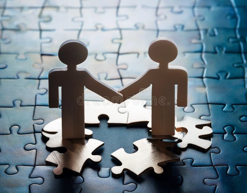 A Symbolic Image Showing a Broken Handshake Model and Scattered Puzzle ...