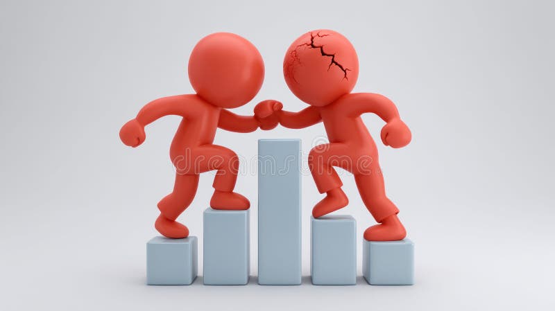 A Symbolic Image of Two Figures Shaking Hands while Climbing Bar Graphs ...