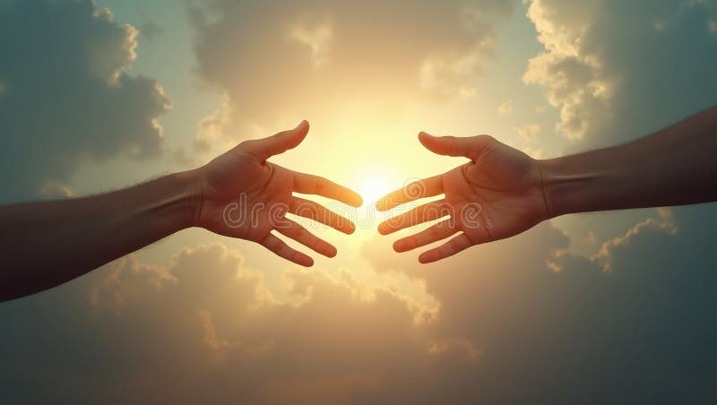 Symbolic Image Two Hands Reaching Across Empty Space Portraying Human ...