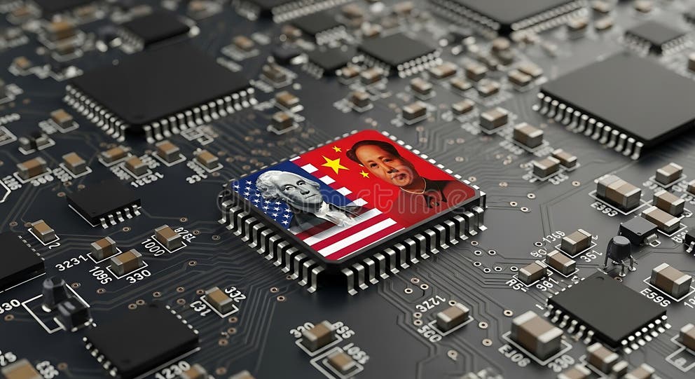 Symbolic Image of US and China Semiconductor Chip Technology ...