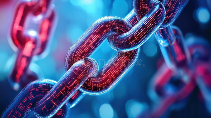 Symbolic Red Link in Metal Chain, Highlighting Connection and ...