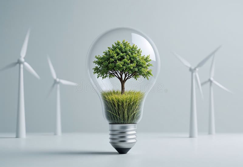 Creative Concept of Sustainable Energy with a Tree Inside a Light Bulb ...
