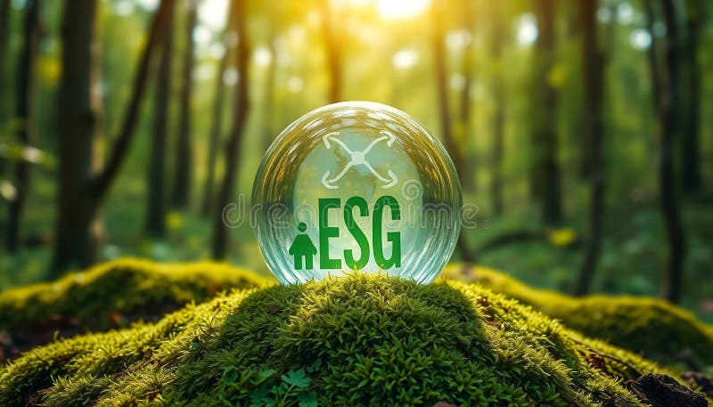 Esg Concept in Forest with Glass Globe Symbolizing Sustainability and ...