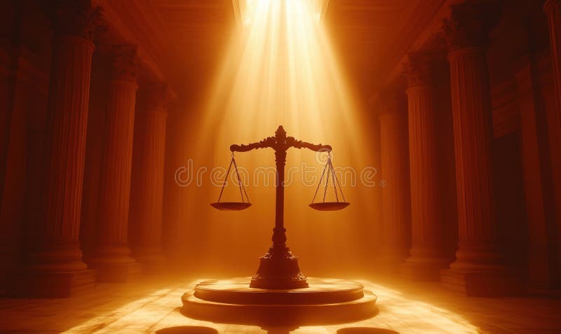 Symbolic Representation Justice Scales Illuminated Dramatic Lighting ...