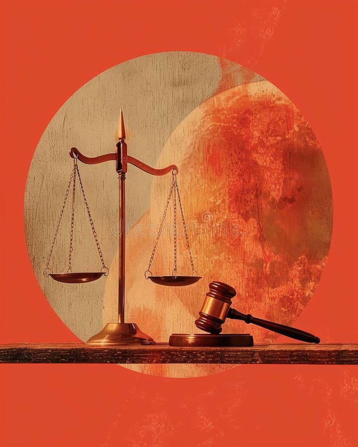 Symbolic Representation of Law with Scales and Gavel Against a Circular ...