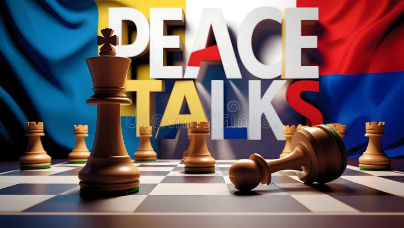 Symbolic Representation of Peace Talks with Ukrainian and Russian Flags ...