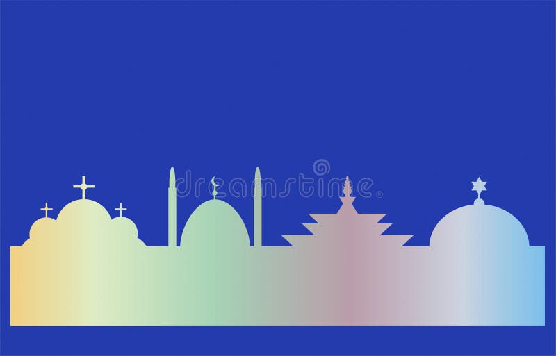 Temples of four religions stock illustration. Illustration of tradition ...