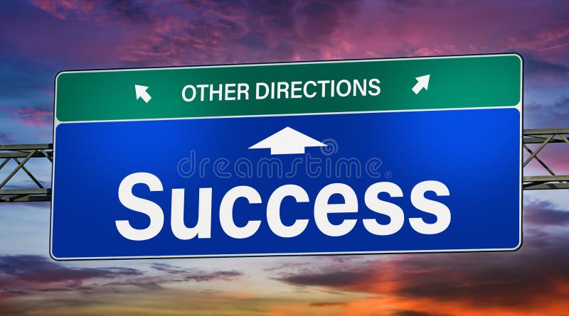 Symbolic Road Sign Indicating Direction To Success Stock Photo - Image ...