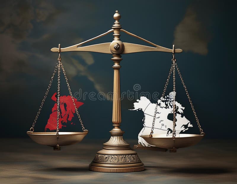 A Symbolic Scale Balancing a Miniature Statue of Liberty and Greenland ...